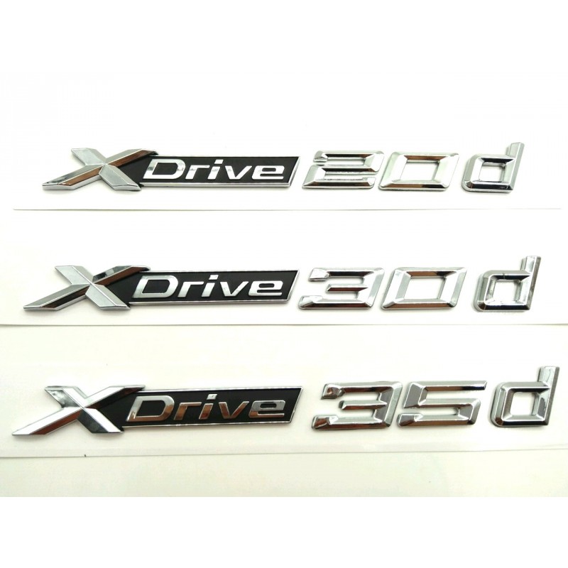 Emblema Laterales Letras BMW XDRIVE 30d Cromado